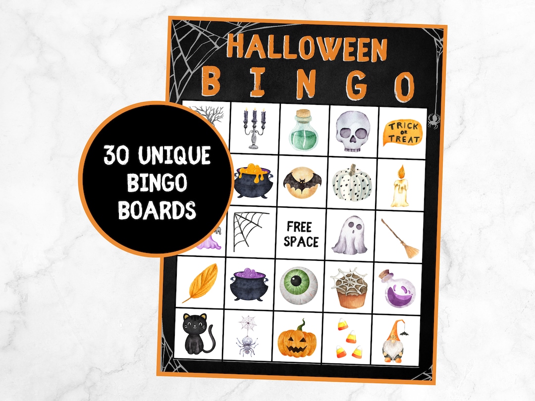 Halloween Bingo 30 Unique Boards Halloween Games Digital Download ...