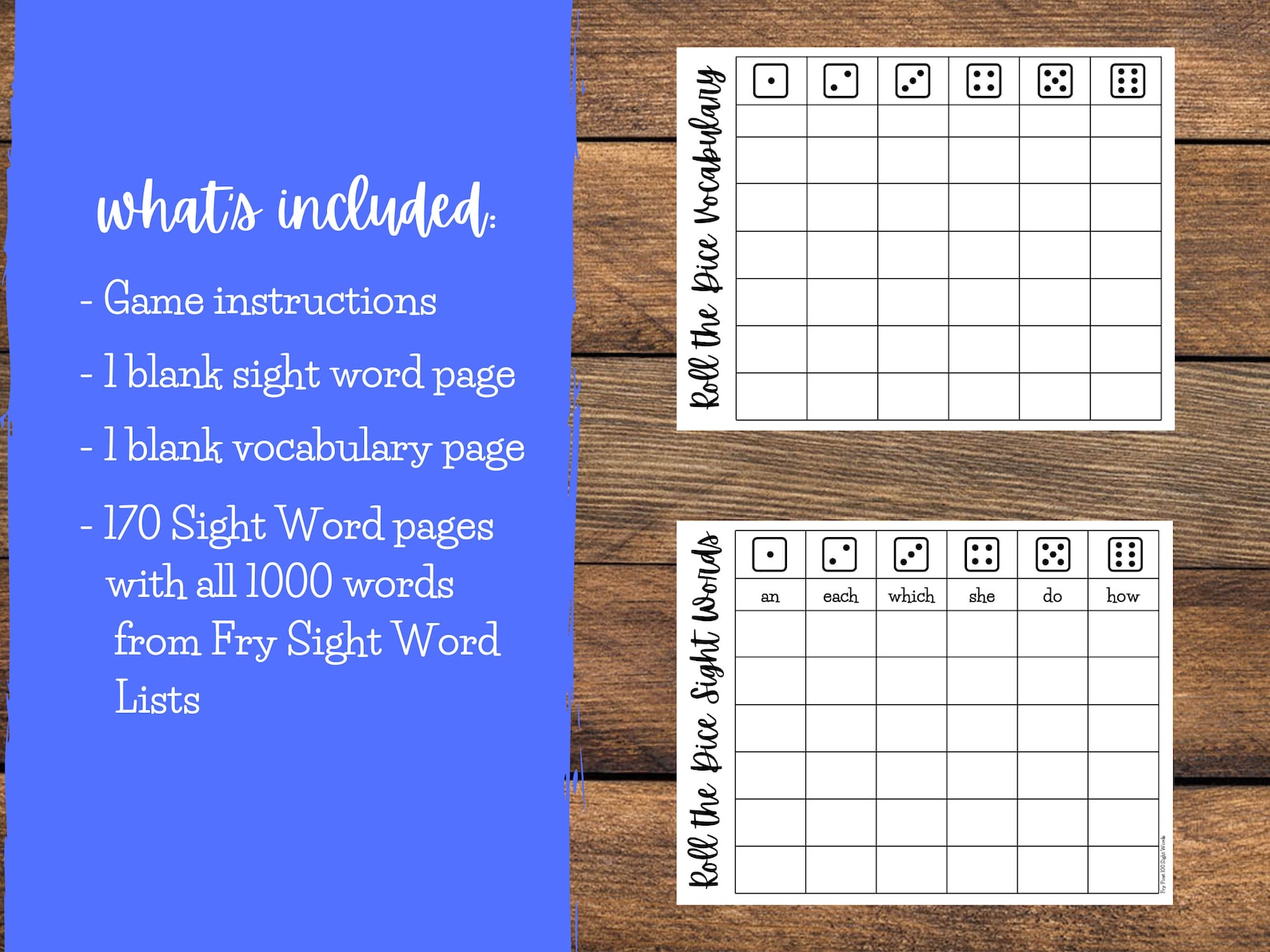 Roll the Dice Sight Words and Vocabulary Words Activity/game - Fry ...