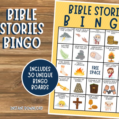 Bible Story Bingo Bible Study Bingo Sunday School Bingo - Etsy