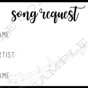 Song Request Cards | Wedding Song Requests | Party Song Requests ...