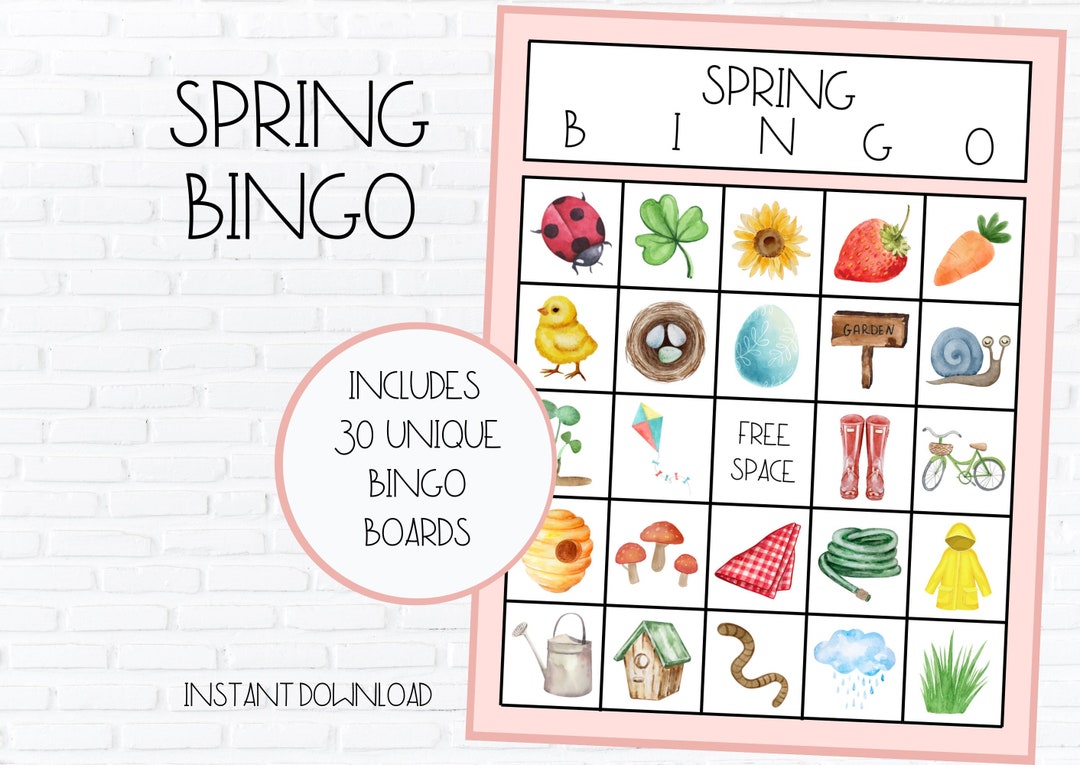 Spring Bingo Springtime Bingo Printable Spring Bingo Instant Download ...
