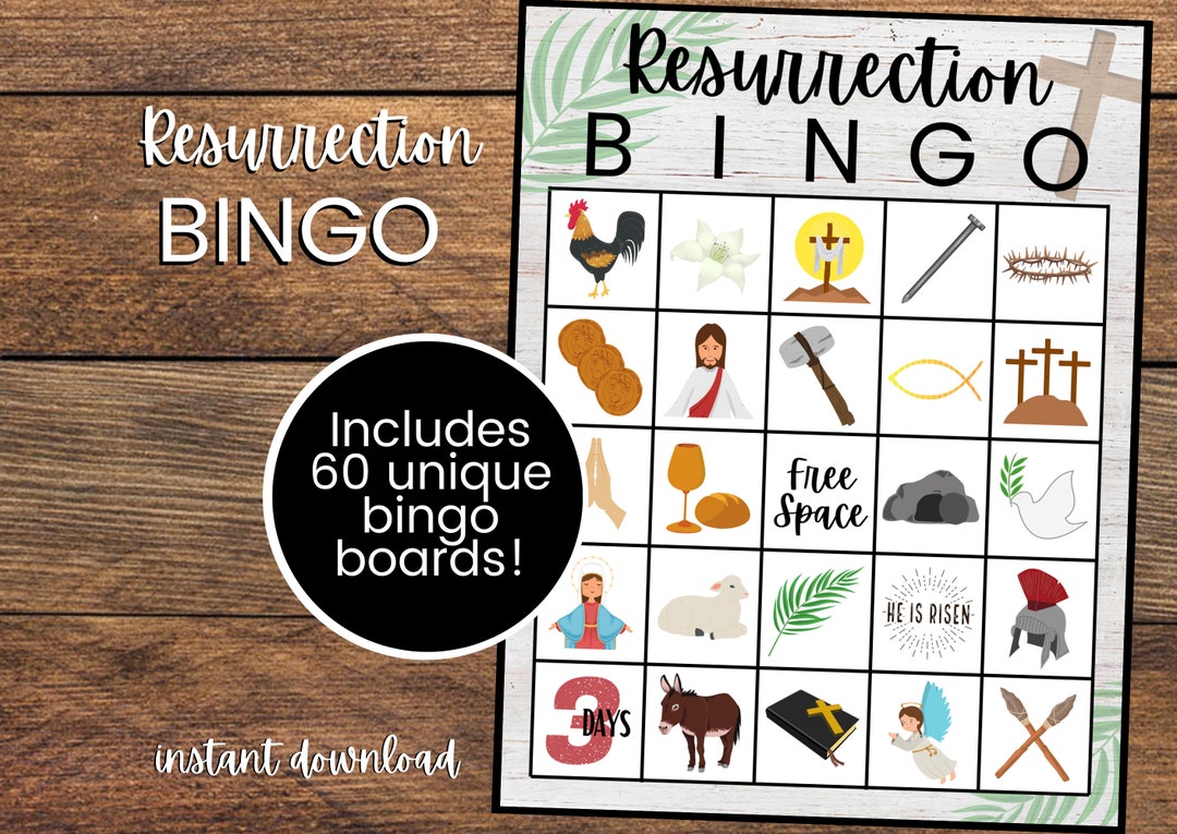 Resurrection Bingo Easter Bible Bingo Easter Sunday Bingo Crucifixion ...