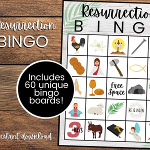Resurrection Bingo Easter Bible Bingo Easter Sunday Bingo Crucifixion ...