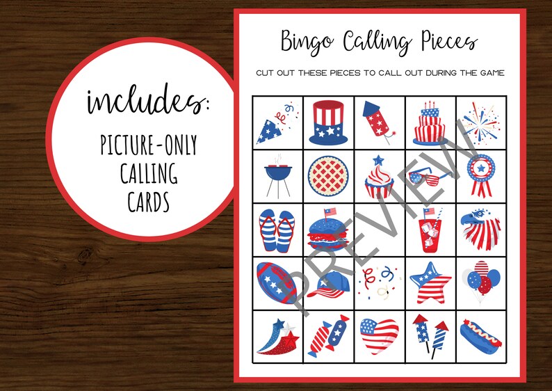 Patriotic Bingo 4th of July Bingo Independence Day Bingo | Etsy