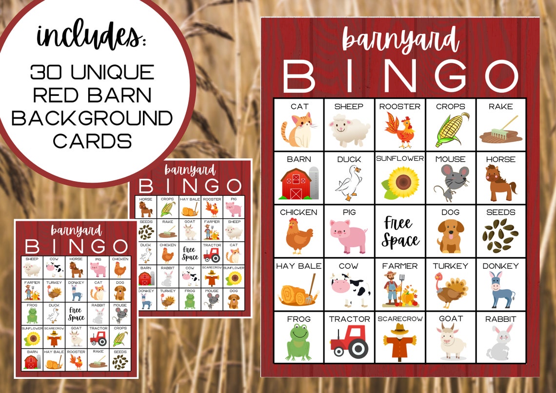 Barnyard Bingo Farm Bingo Farm Animals Bingo Digital - Etsy
