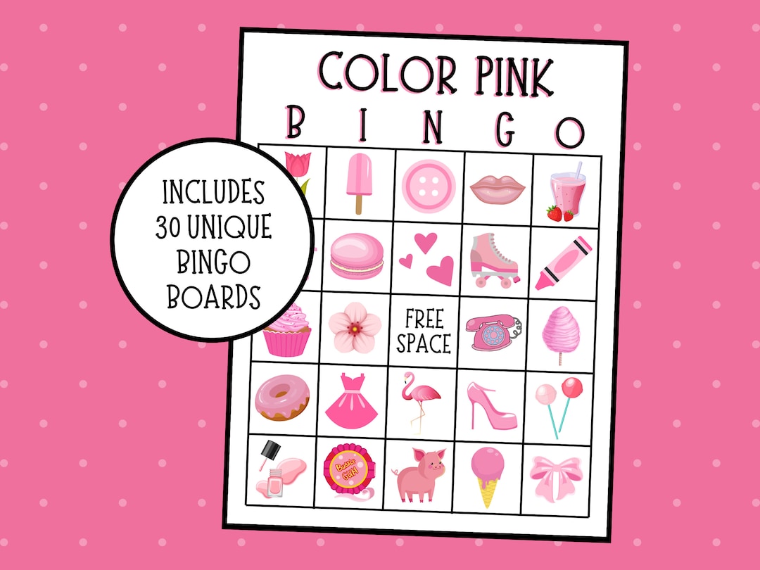 Pink Bingo | Color Pink Bingo | Colors Bingo | Learning Colors Game ...