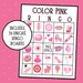 Pink Bingo Color Pink Bingo Colors Bingo Learning Colors Game Back to ...