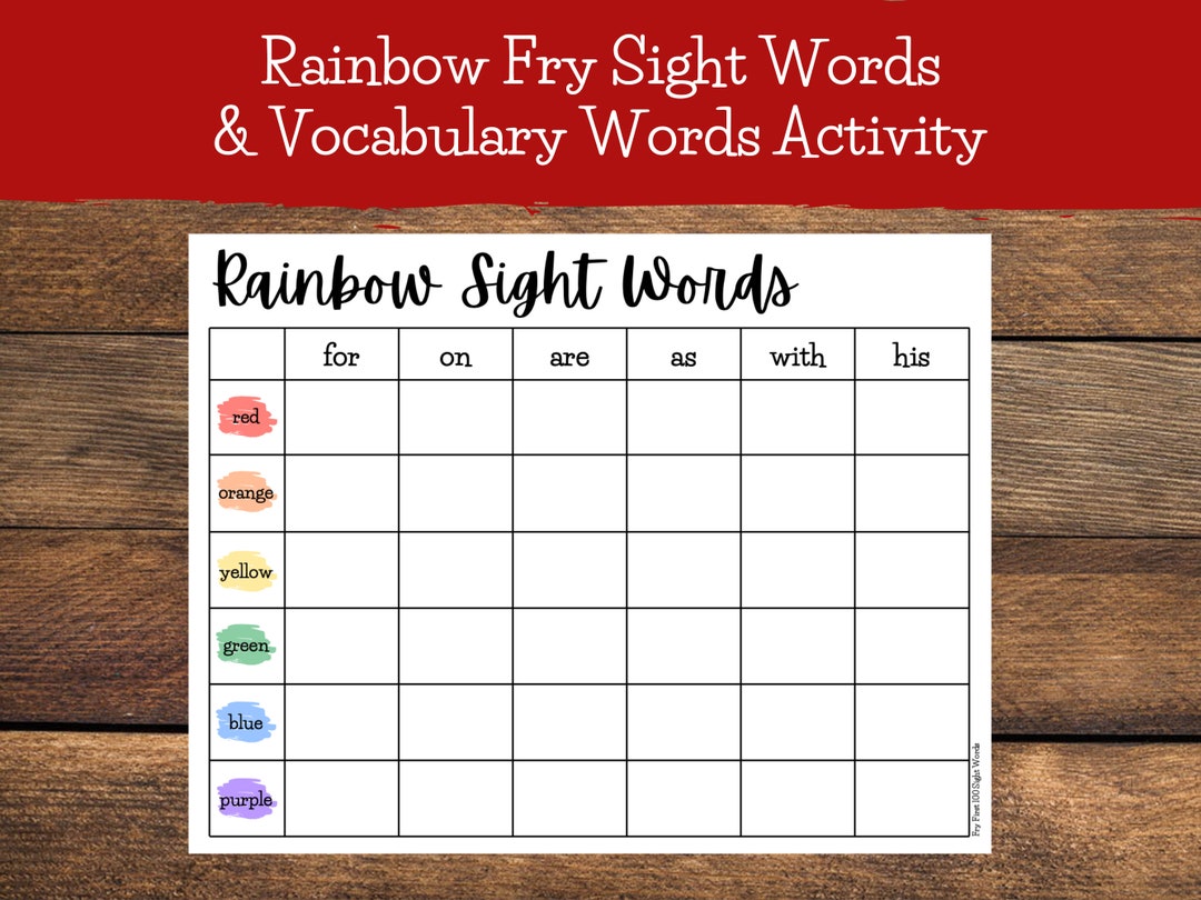 Rainbow Sight Words and Vocabulary Words Activity/game - Fry Sight Word ...