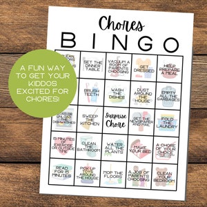 Chores Bingo | Chore Chart Bingo | Chore Charts | Chores Game ...