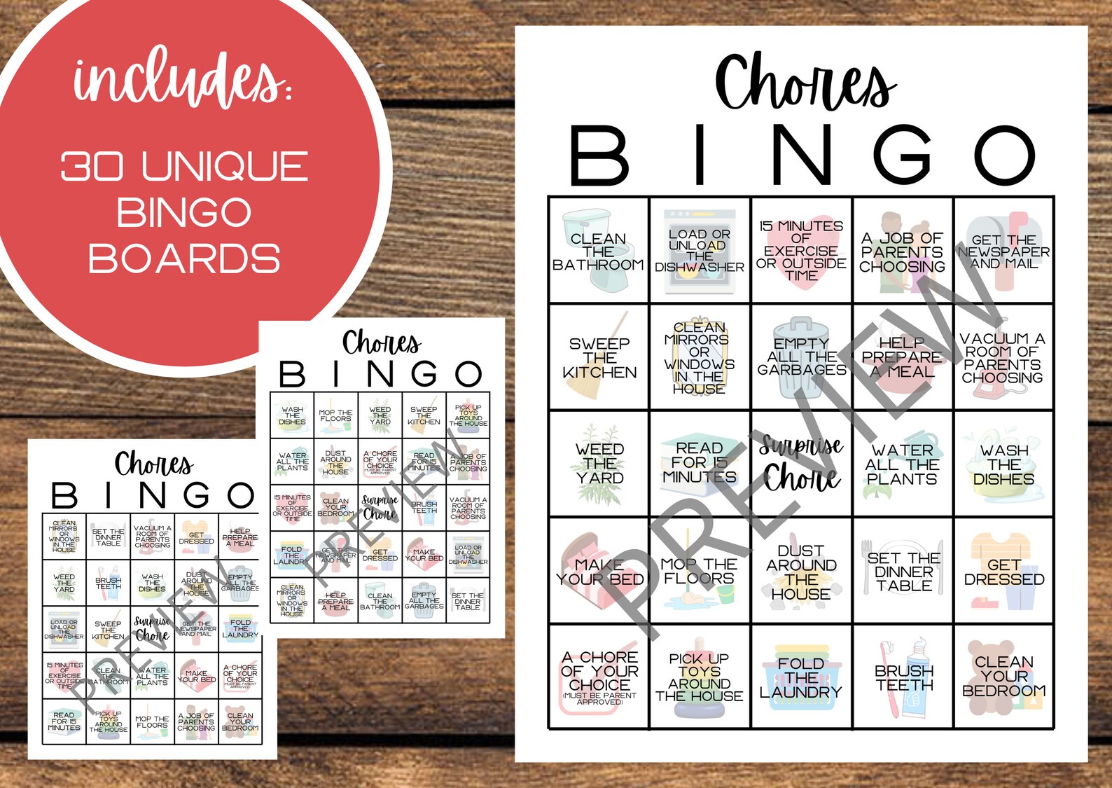 Chores Bingo Chore Chart Bingo Chore Charts Chores Game | Etsy