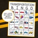 Transportation Bingo Cars Bingo Trains Bingo Transportation Game ...