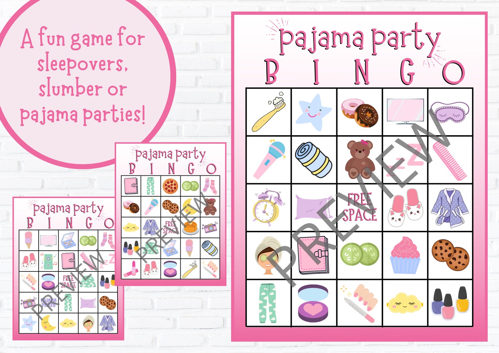 Pajama Party Bingo Sleepover Bingo Slumber Party Bingo - Etsy