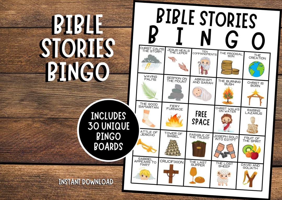 Bible Bingo Bible Stories Bingo Bible Story Bingo Religious Bingo ...