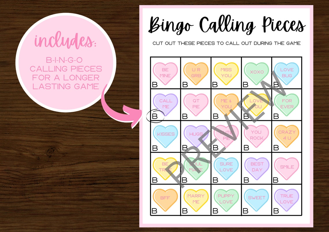 Conversation Heart Bingo Valentine's Bingo - Etsy