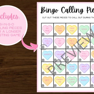 Conversation Heart Bingo Valentine's Bingo Valentine's Game Digital ...