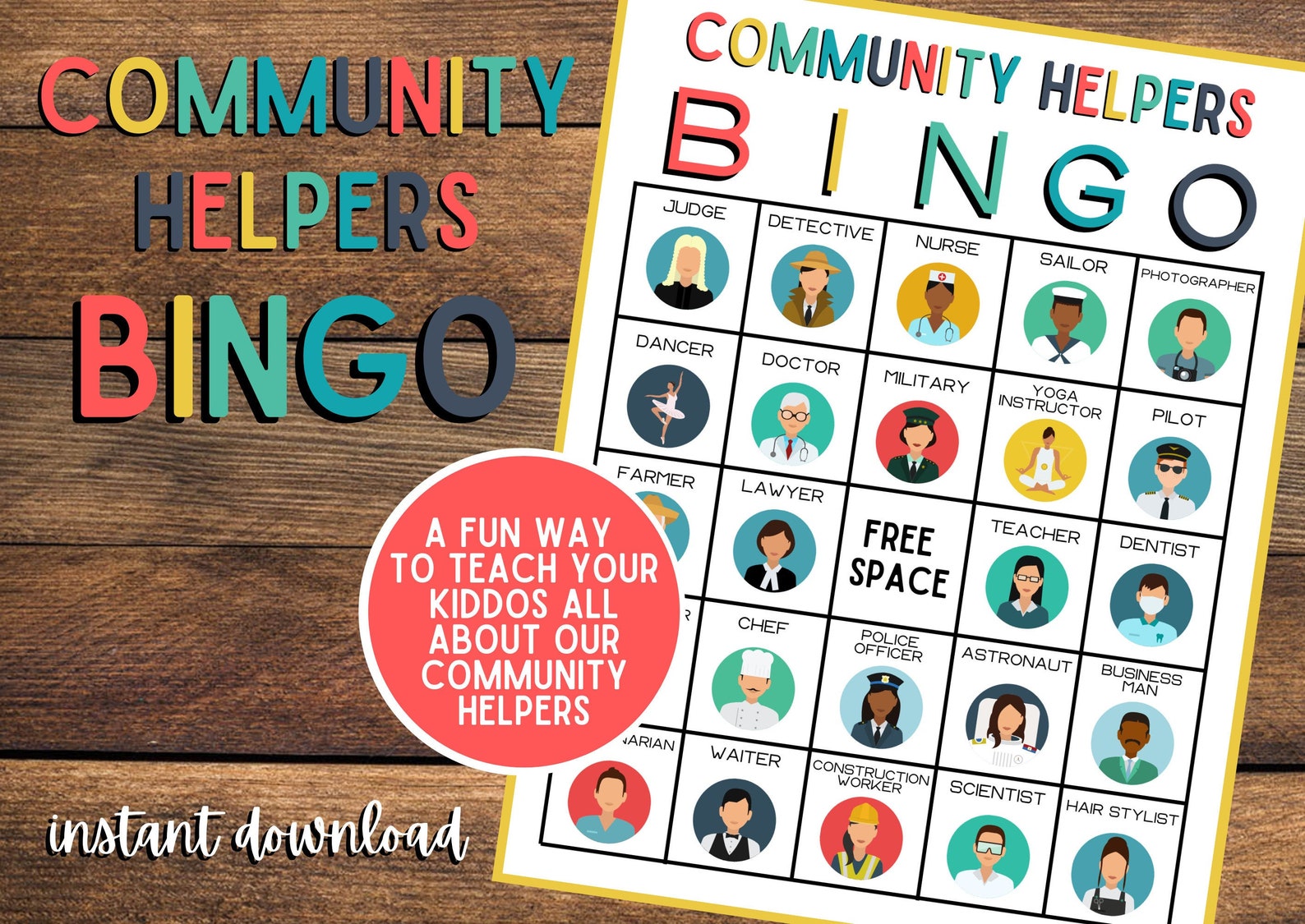 Community Helpers Bingo Community Helpers Game Instant | Etsy