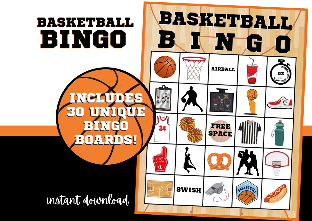 Basketball Bingo March Madness Bingo Basketball Party Basketball ...