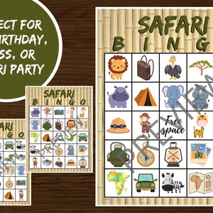 Safari Bingo African Safari Bingo Safari Birthday Party Safari Party ...