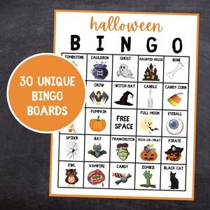 Halloween Bingo | 30 Unique Boards | Halloween Games | Digital Download ...