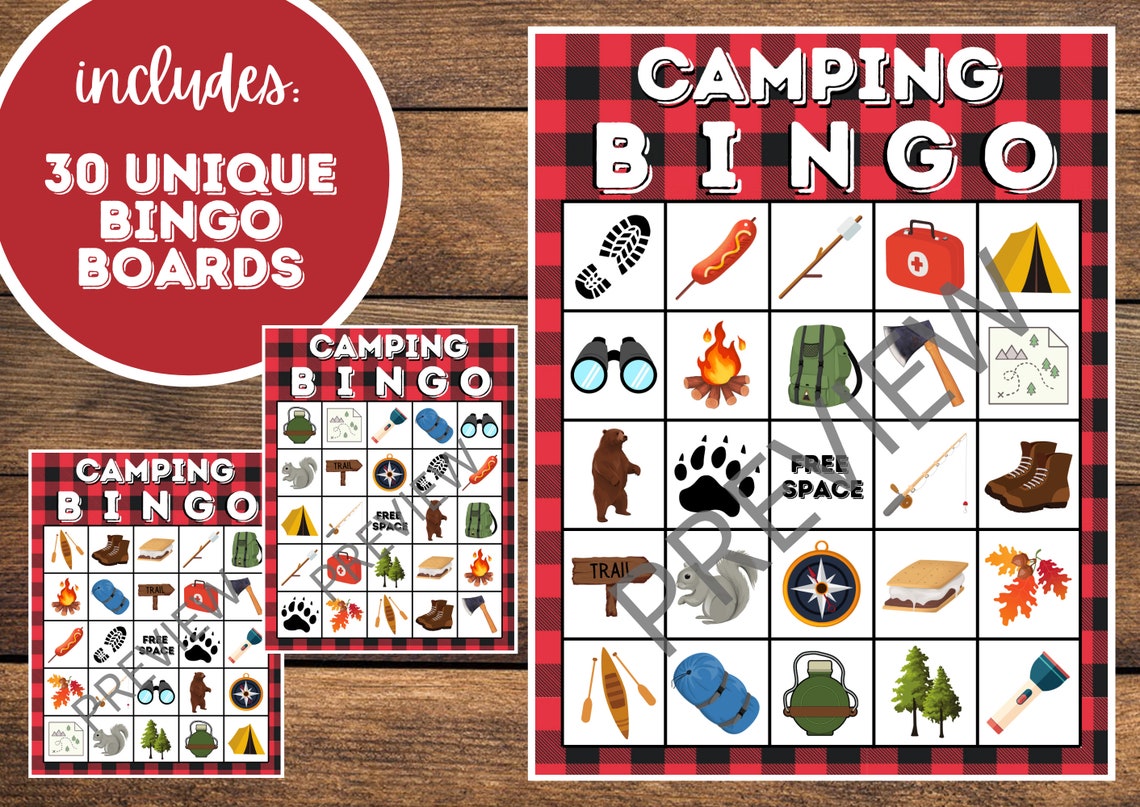 Camping Bingo Kids Camping Game Kids Camping Bingo 30 - Etsy