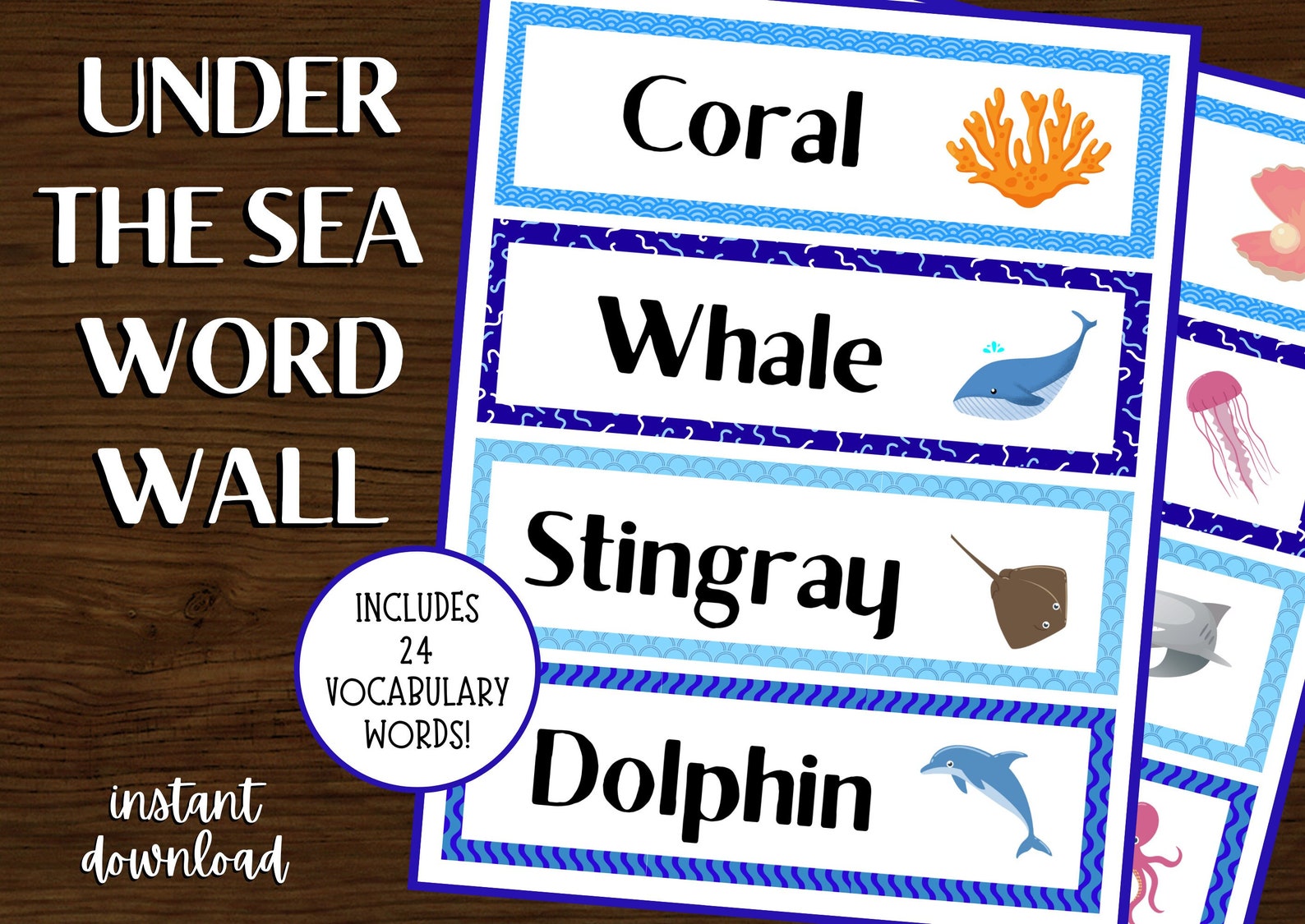 Under the Sea Word Wall Underwater Word Wall Under the Sea - Etsy