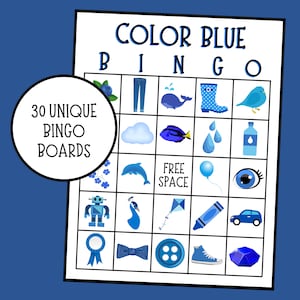 Blue Bingo | Color Blue Bingo | Colors Bingo | Learning Colors Game ...