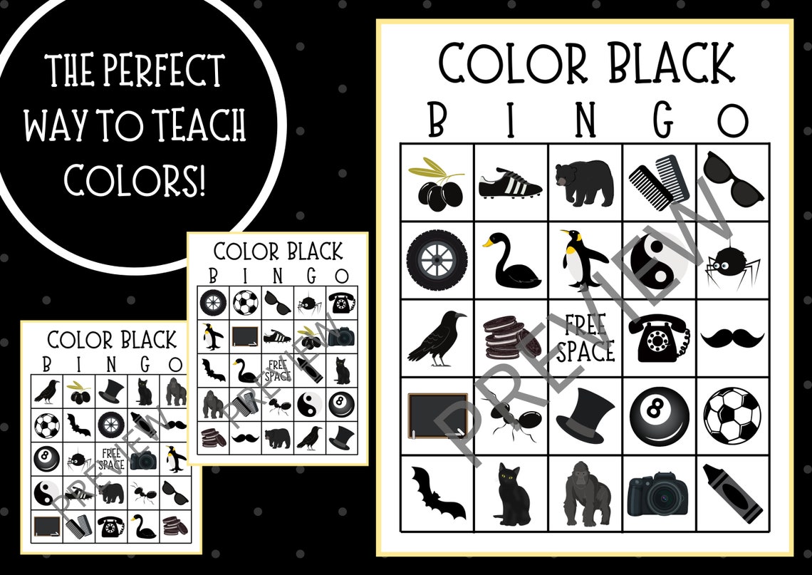 Black Bingo Color Black Bingo Colors Bingo Learning - Etsy