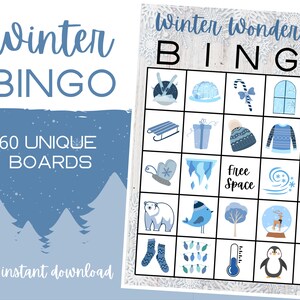 Winter Bingo Winter Wonderland Bingo Winter Printables - Etsy