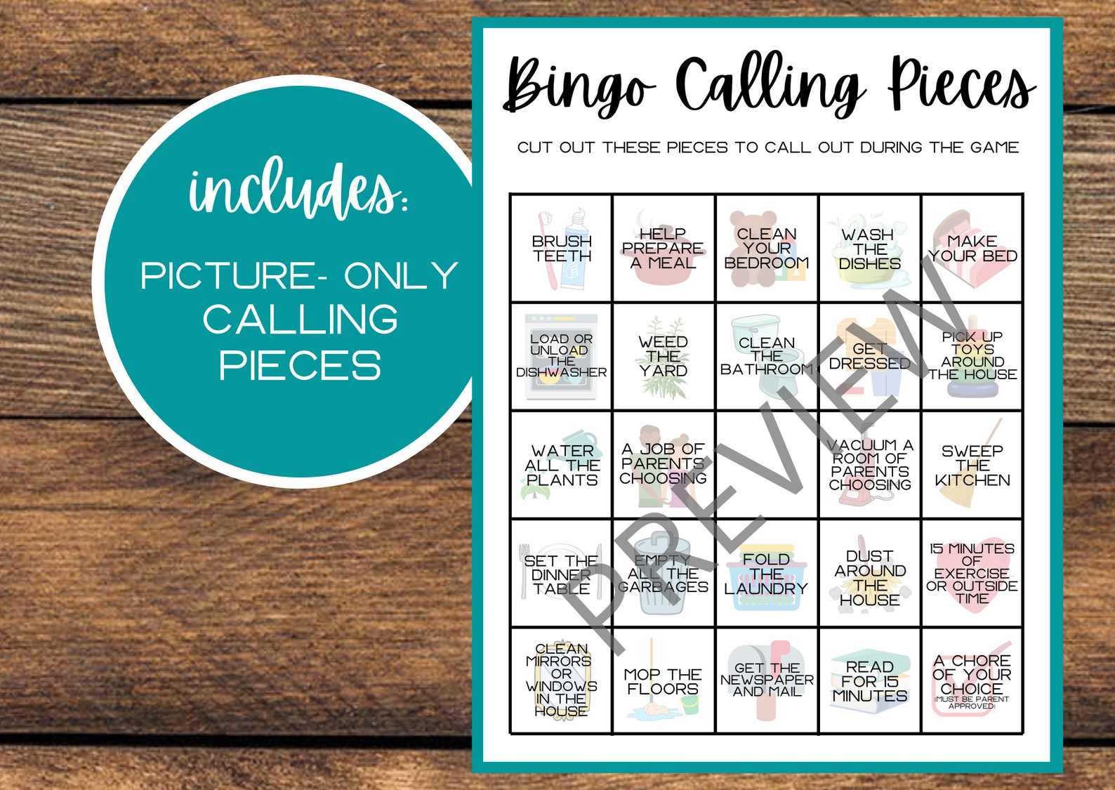 Chores Bingo Chore Chart Bingo Chore Charts Chores Game | Etsy