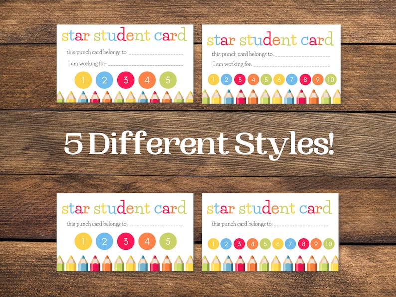 Star Student Punch Card | Reward System (digital Download) - Etsy