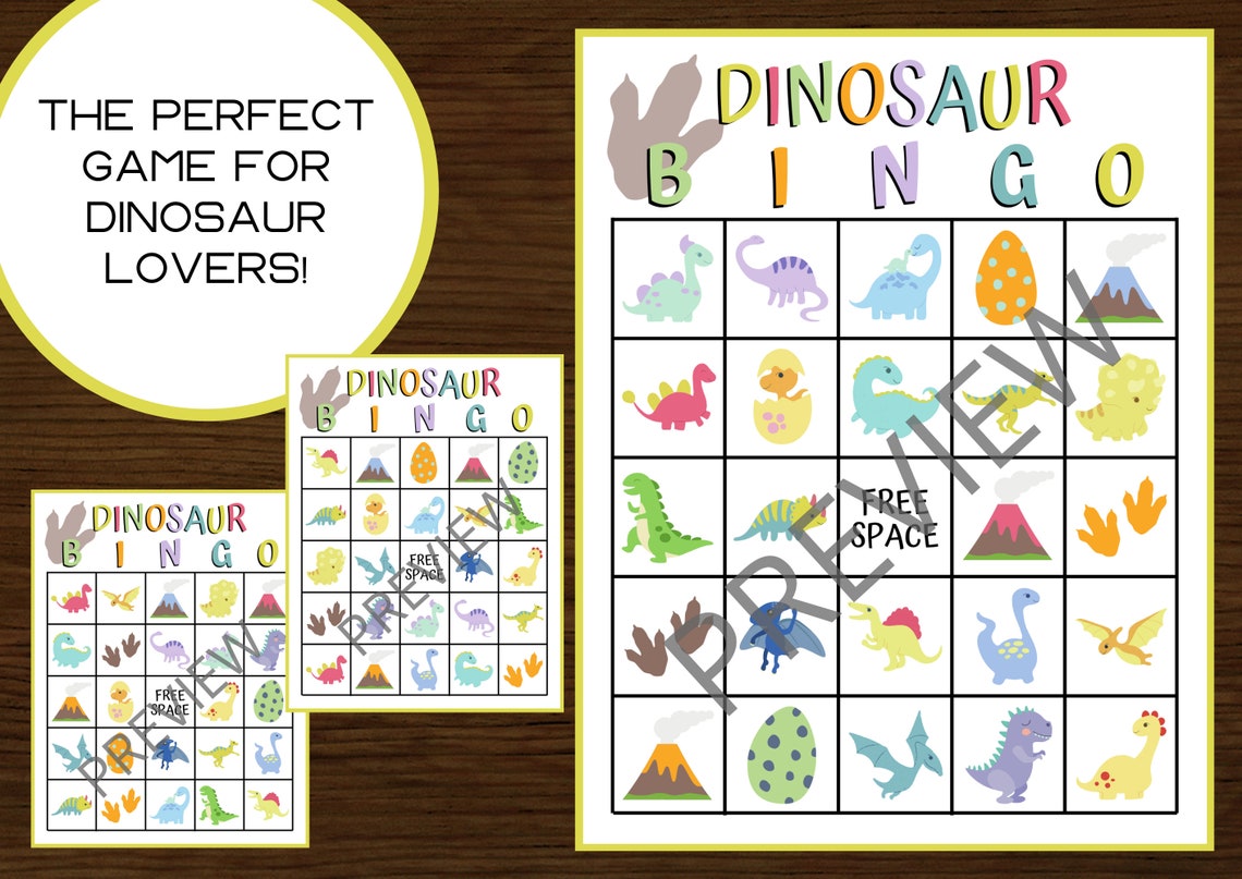 Dinosaur Bingo Dinosaur Birthday Party Dinosaur Game | Etsy