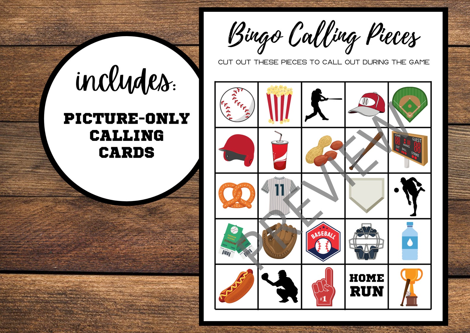 Baseball Bingo Baseball Birthday Baseball Party Instant | Etsy