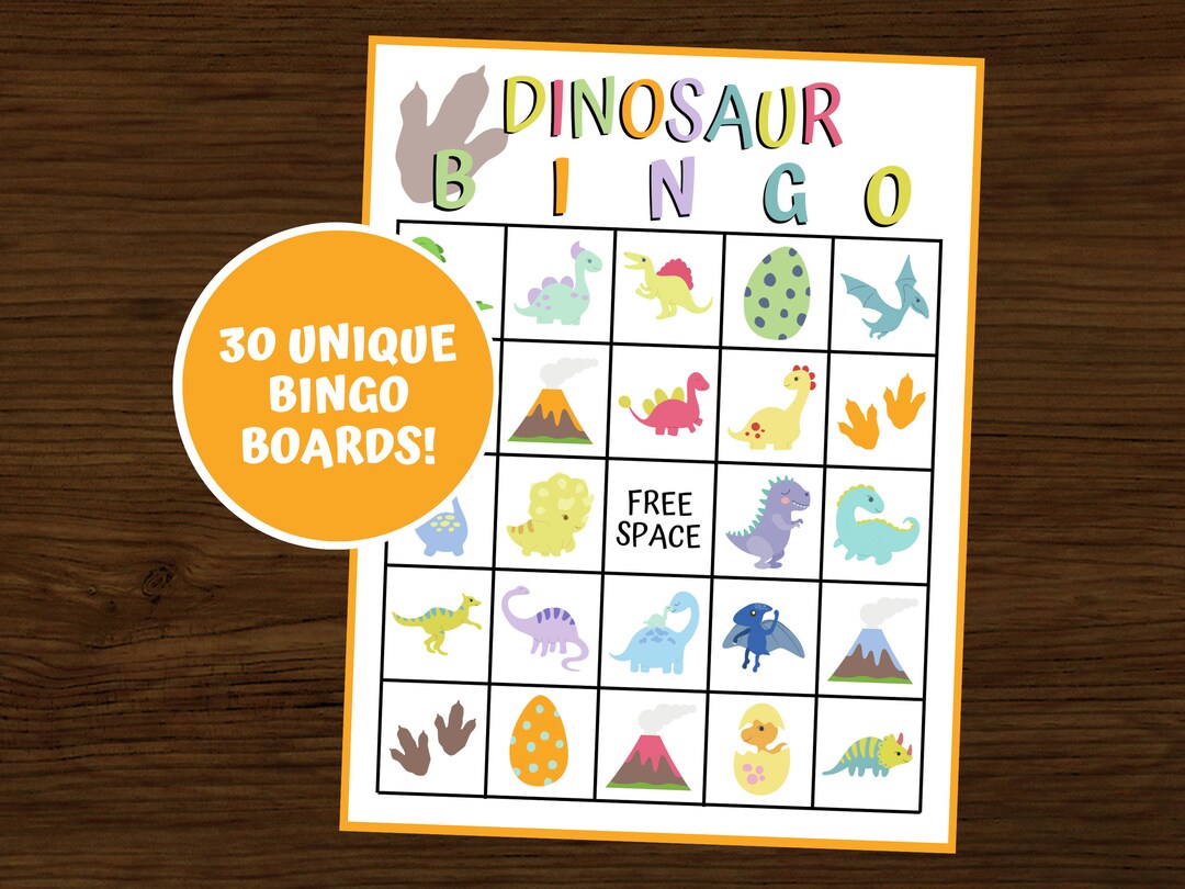 Dinosaur Bingo | Dinosaur Birthday Party | Dinosaur Game | Instant ...