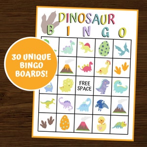 Dinosaur Bingo | Dinosaur Birthday Party | Dinosaur Game | Instant ...