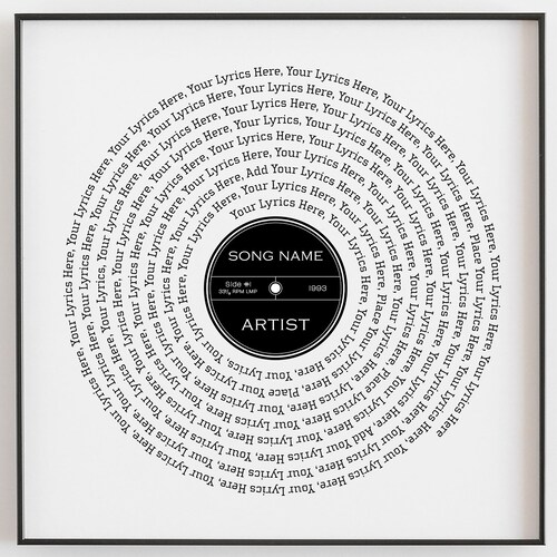 Custom Vinyl Lyrics Print Personalised Music Poster - Etsy