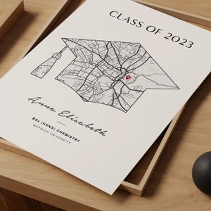 Custom Graduation Print, Personalised Map Graduation Gifts, Uni Wall ...