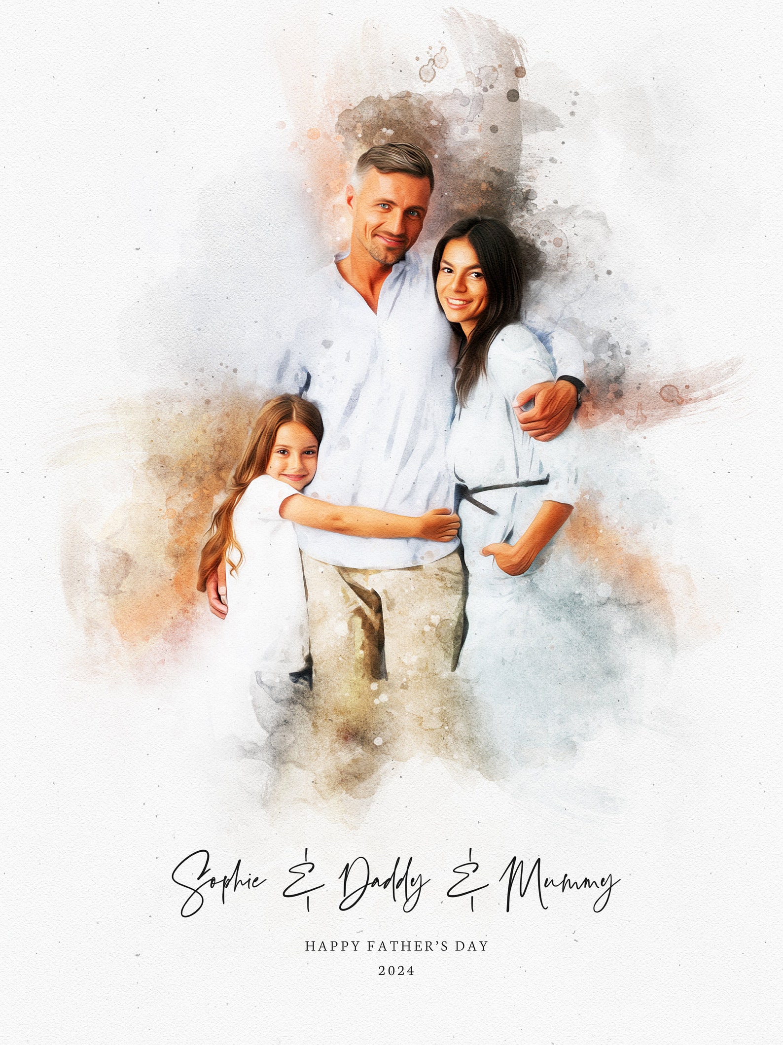 Fathers Day Gifts, Custom Portrait, Family Portrait, Portrait From ...