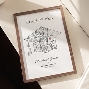 Custom Graduation Print, Personalised Map Graduation Gifts, Uni Wall ...