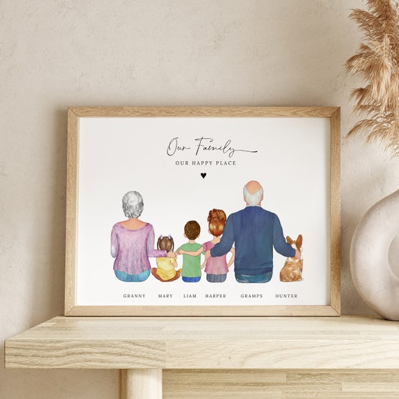 Personalized Gift for Grandma and Grandpa Family Print Baby Gift for Grandparents Custom Portrait Poster Kids Gifts for Nana Grandmother Etsy UK