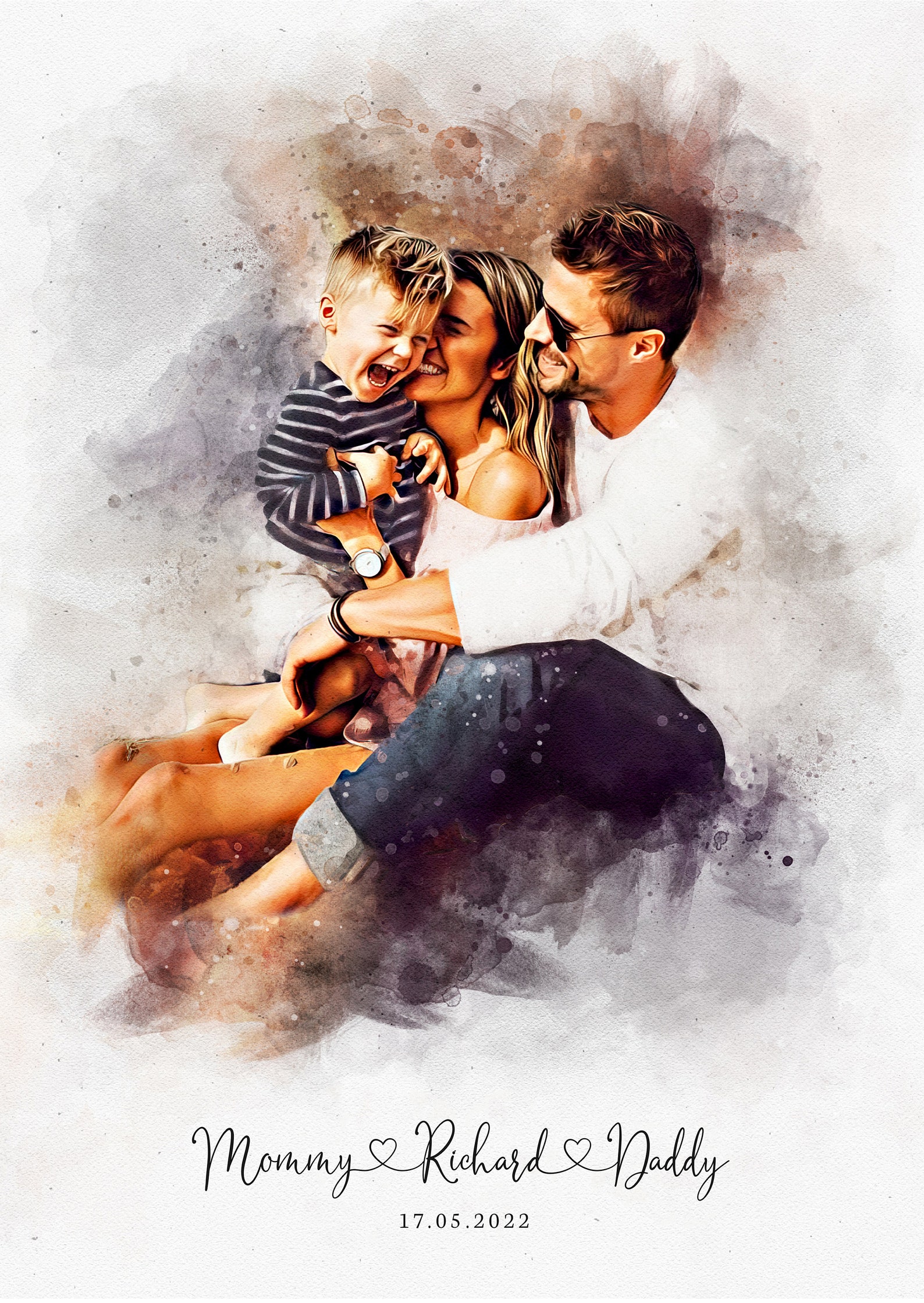 Custom Family Portrait Personalised Painting From Photo - Etsy