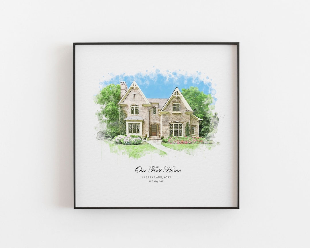 Personalised Watercolour House Portrait, New Home Print Gift ...
