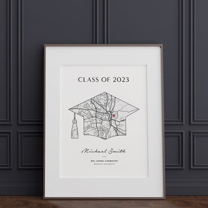Custom Graduation Print, Personalised Map Graduation Gifts, Uni Wall ...