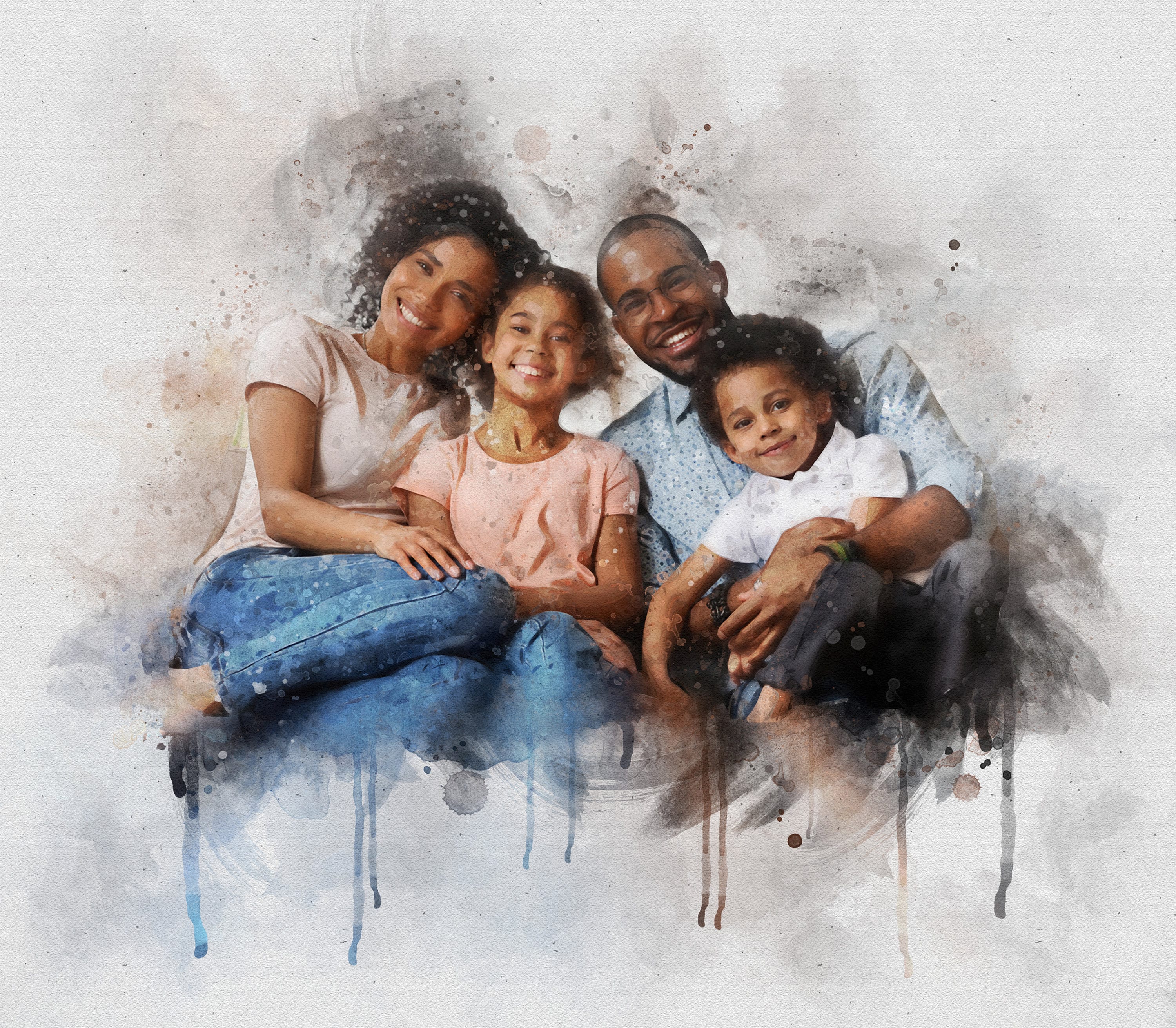 Custom Family Portrait Personalised Painting From Photo - Etsy