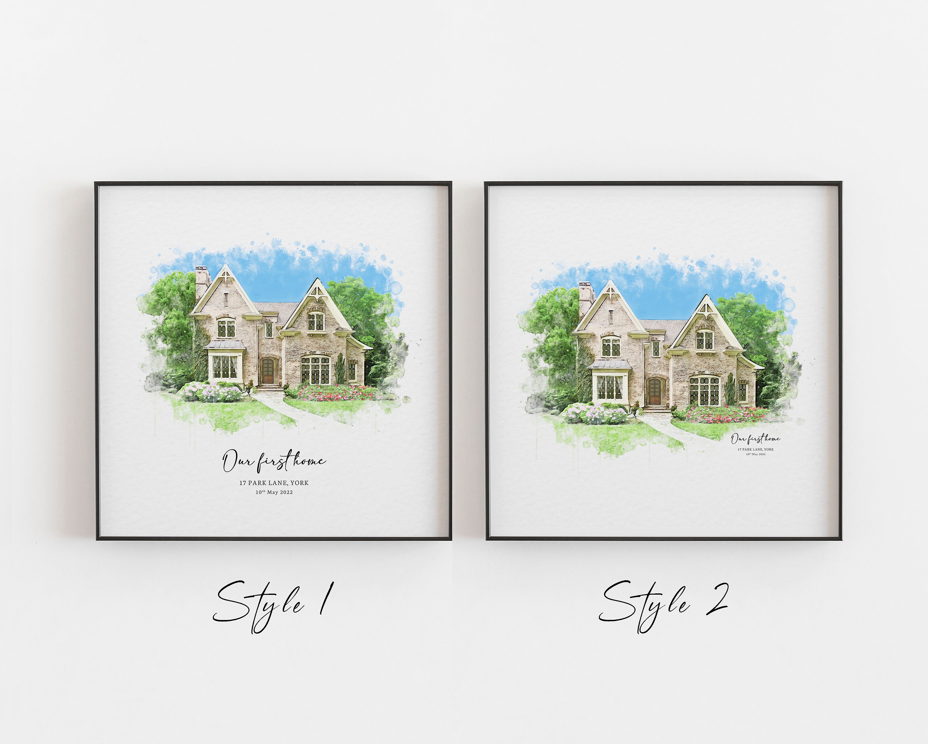 Personalised Watercolour House Portrait New Home Print Gift - Etsy UK