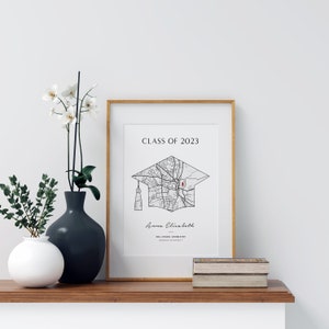 Custom Graduation Print, Personalised Map Graduation Gifts, Uni Wall ...