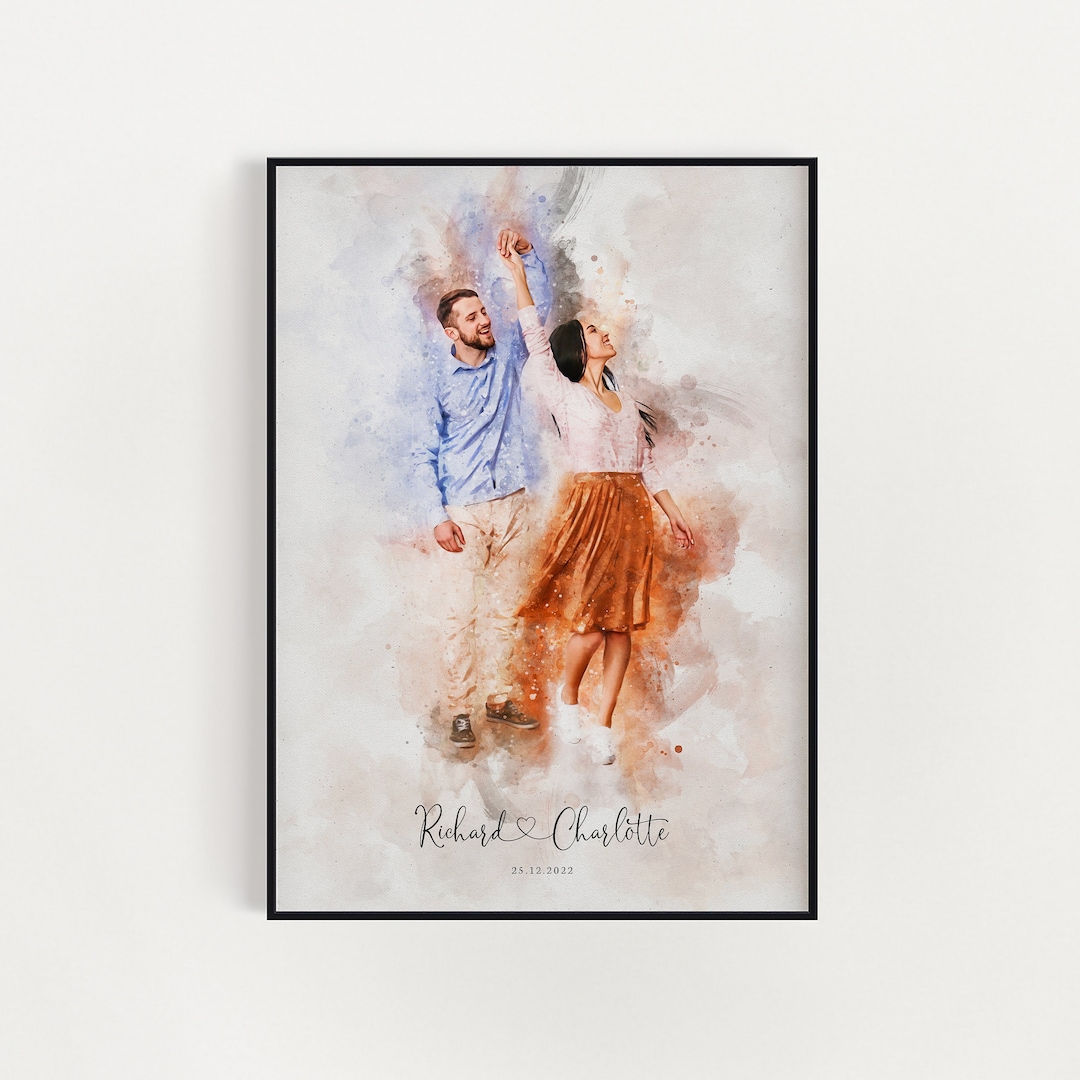 Watercolor Couple Portrait Custom Personalised Illustration - Etsy