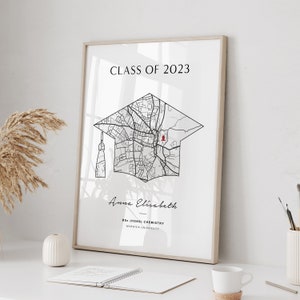 Custom Graduation Print, Personalised Map Graduation Gifts, Uni Wall ...