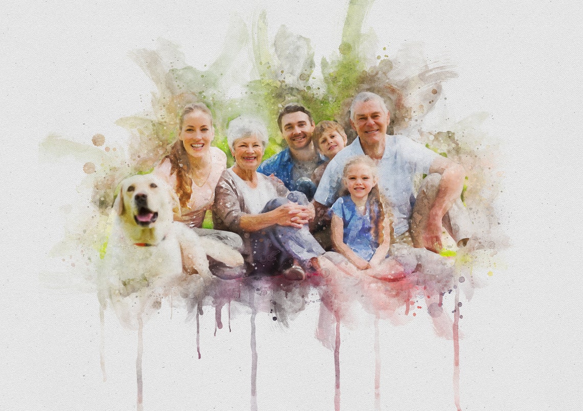 Custom Family Portrait Personalised Painting From Photo - Etsy