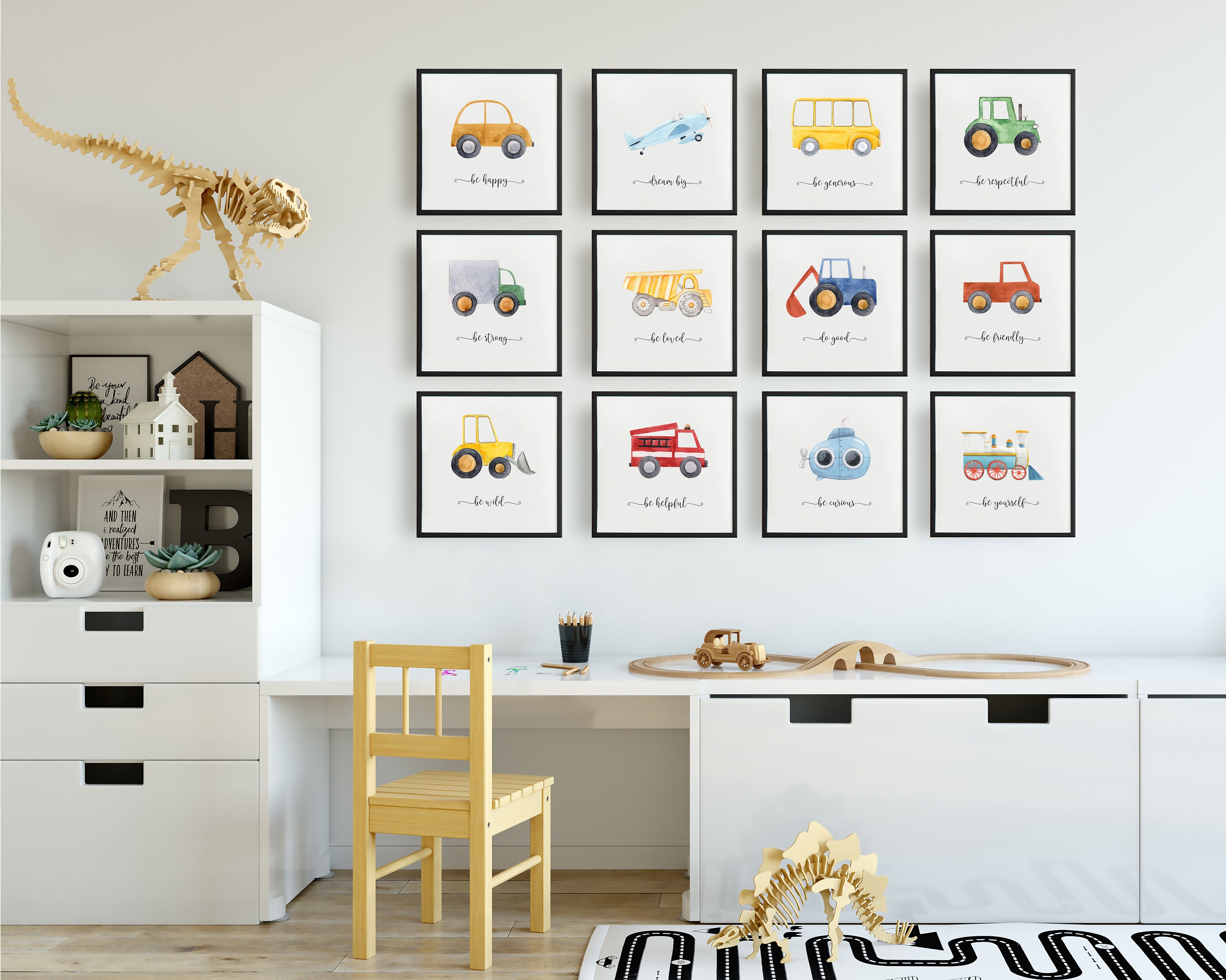 Personalised Vehicle Nursery Prints, Construction Baby Boy Room Decor ...
