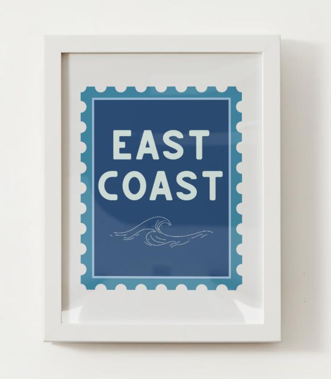 East Coast Beach Digital Wall Art - Retro Stamp Style Printable Decor ...